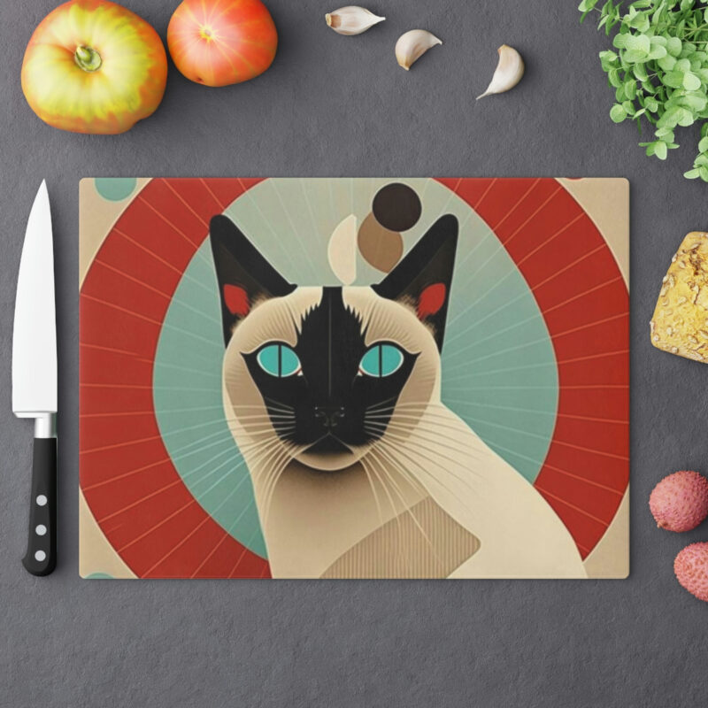 Mid-Century Modern Siamese Cat Cutting Board - Mowbi
