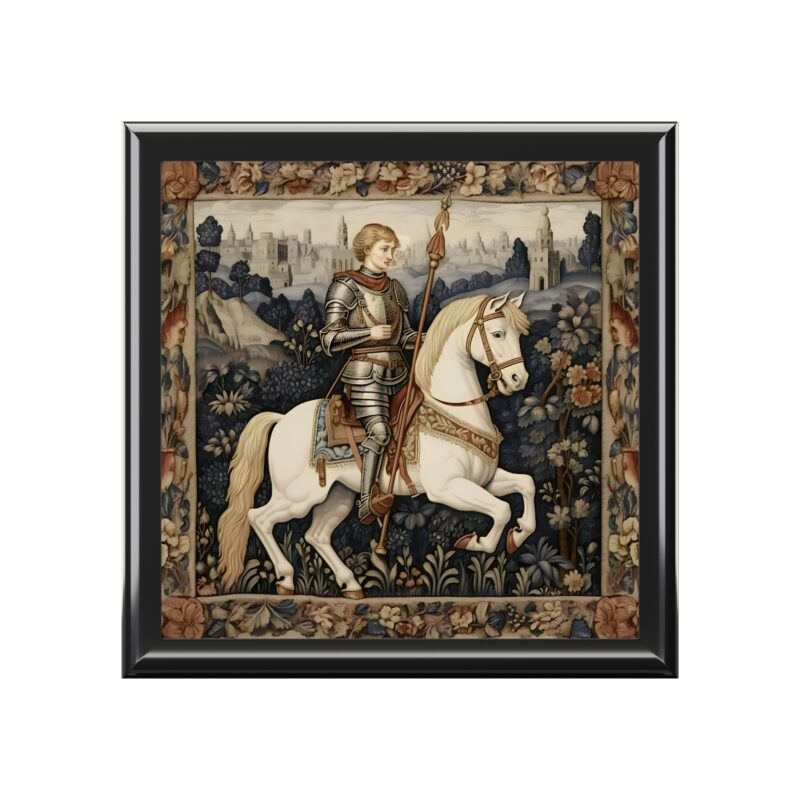 Medieval Folk Art Knight Tapestry Design Jewelry, Memory, and Trinket ...