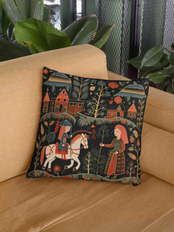 Medieval Folk Art Sisters Square Pillow – Mowbi