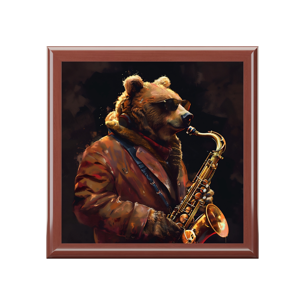 Grizzly Bear Playing the Sax Stash Box - Mowbi